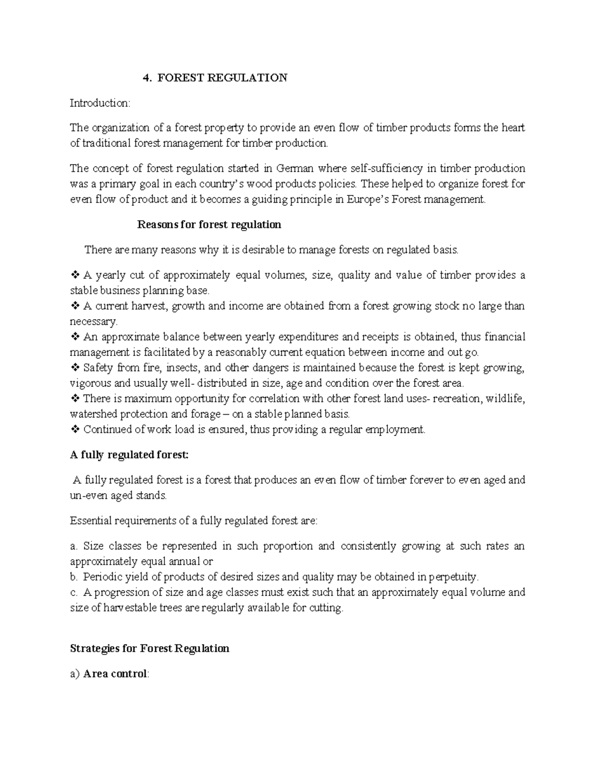 4. forest management - Educative - 4. FOREST REGULATION Introduction ...
