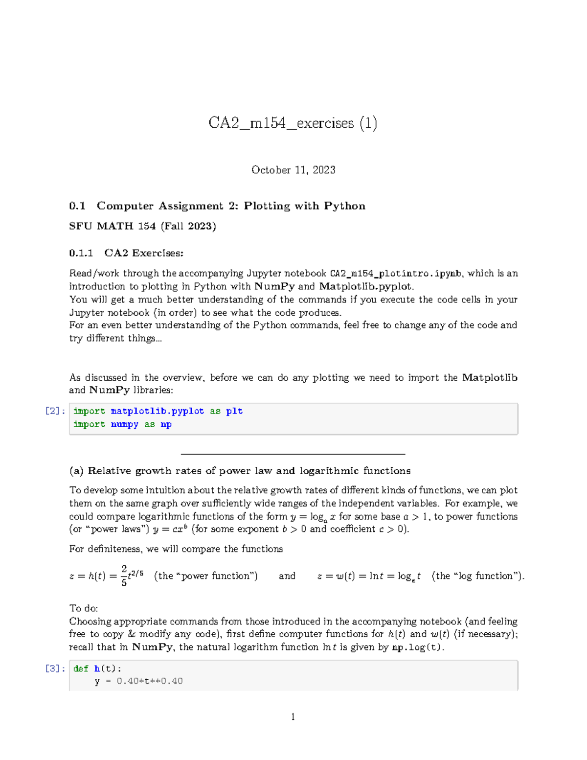 CA2 m154 exercises - computer assignment - CA2_m154_exercises (1) October 11, 2023 0 Computer ...