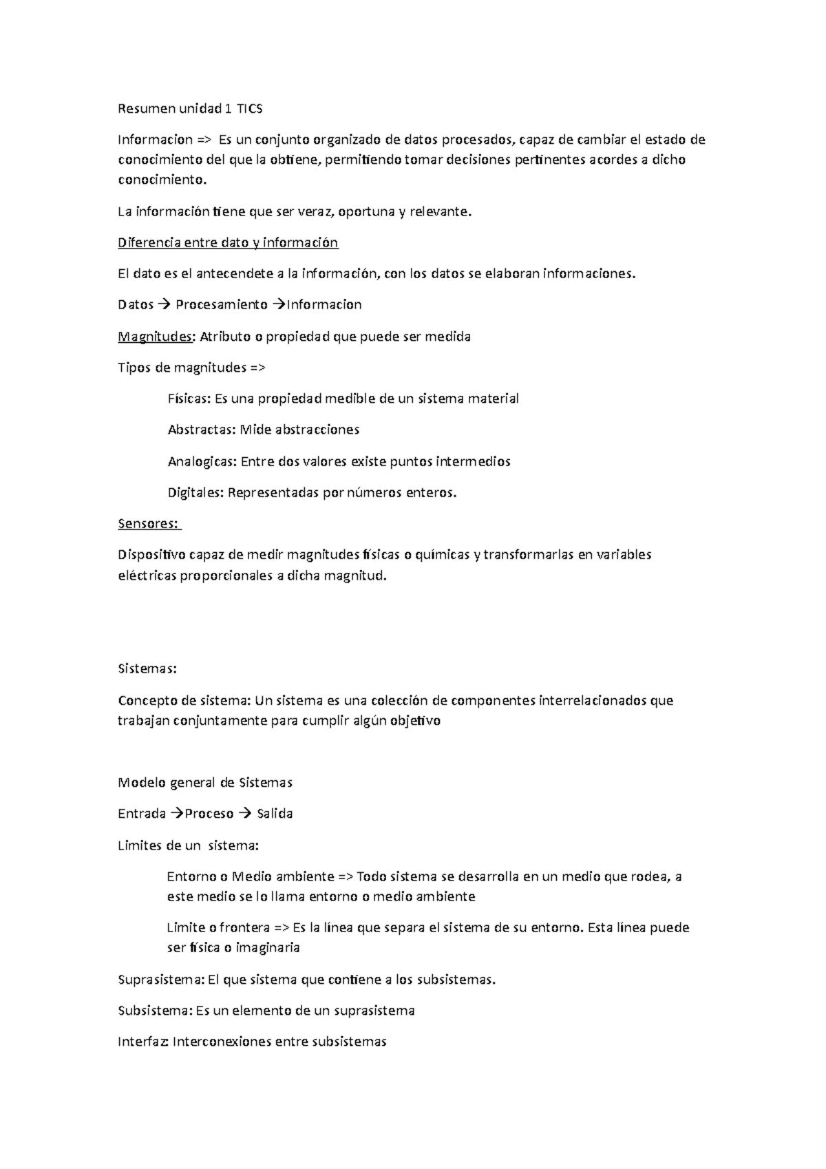 Resumen unidad 1 - La información tiene que ser veraz, oportuna y ...