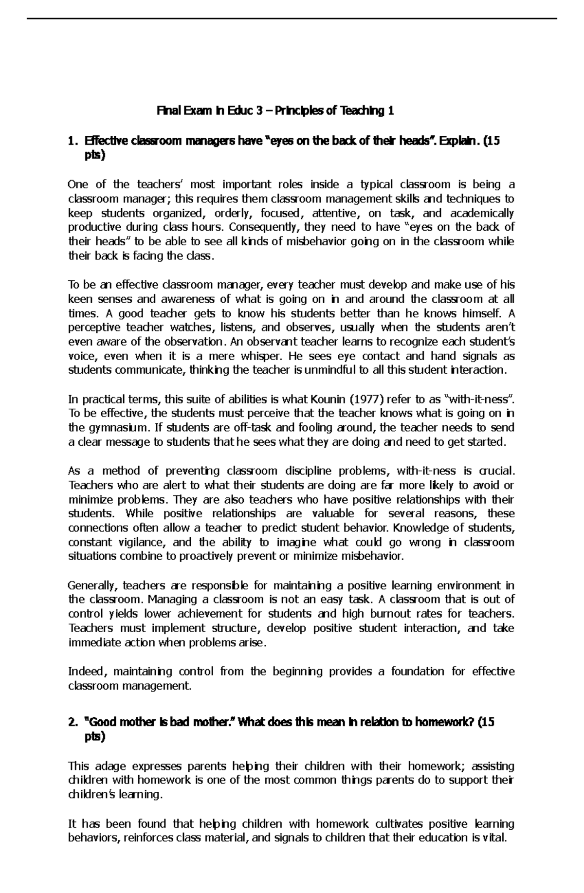 95r0GG2Pg03y - Lecture Notes - Final Exam in Educ 3 – Principles of ...