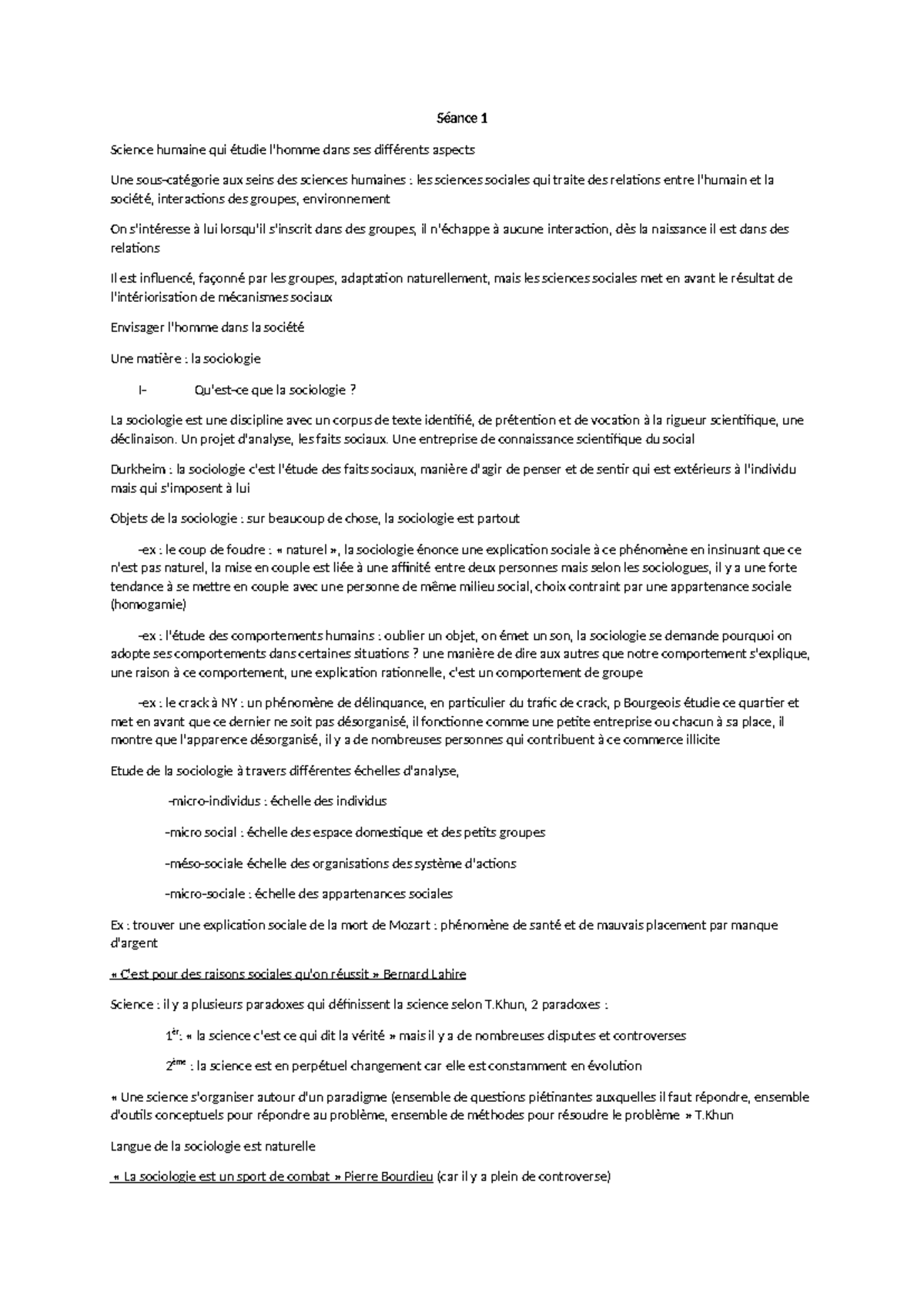 Science sociale - L1 Droit - Séance 1 Science humaine qui étudie l ...