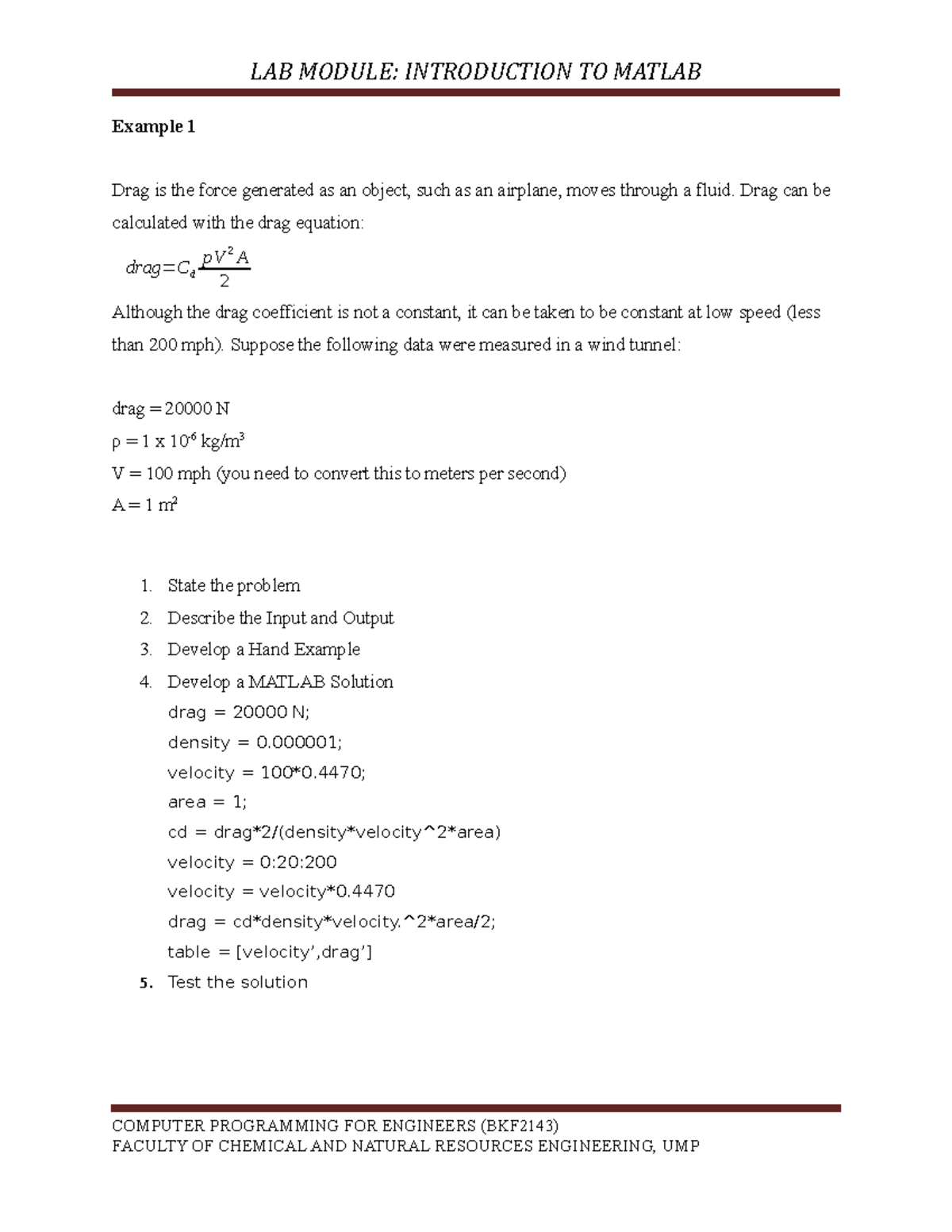 Lab Module- Introduction to Matlab C1 & C2 - LAB MODULE: INTRODUCTION ...