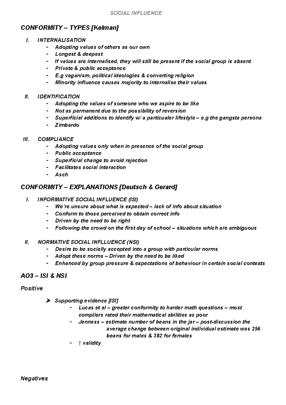 Social Influence - this is actually from a-levels, im just trying to ...