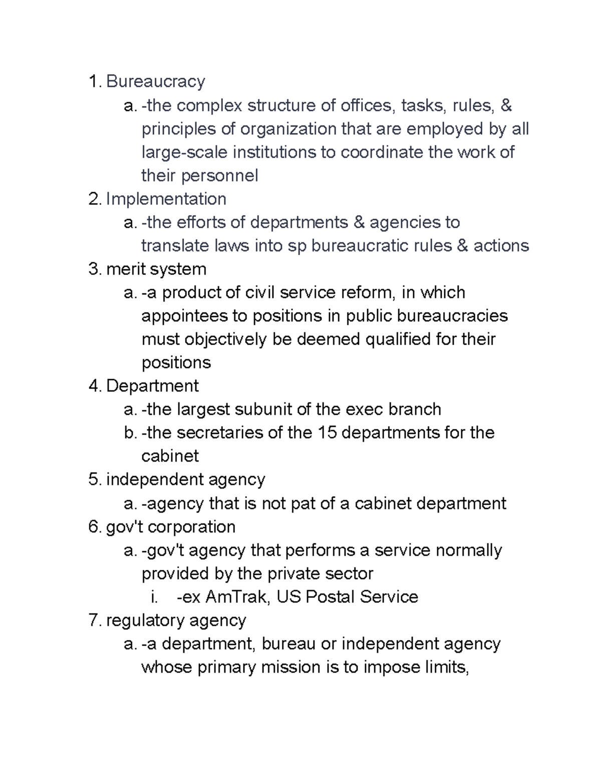 Chapt 14- Bureaucracy in a Democracy Vocab - Bureaucracy a. -the ...