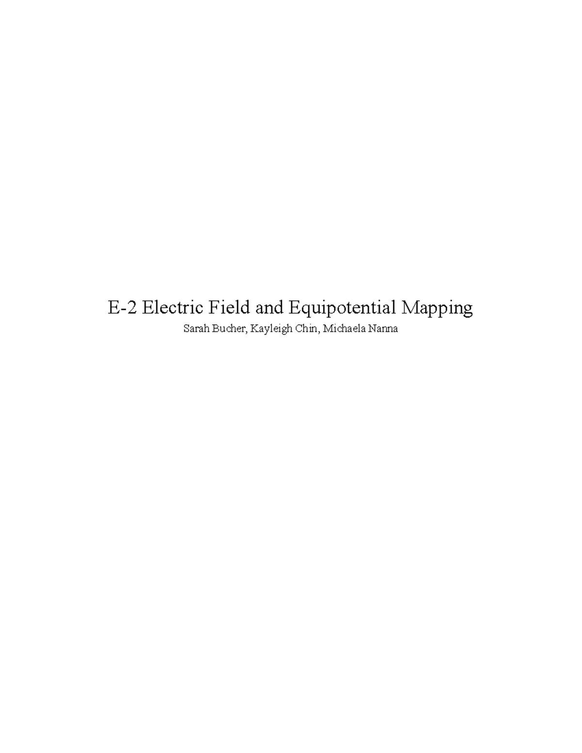 E-2 Electric Field and Equipotential Mapping - Measurements were ...