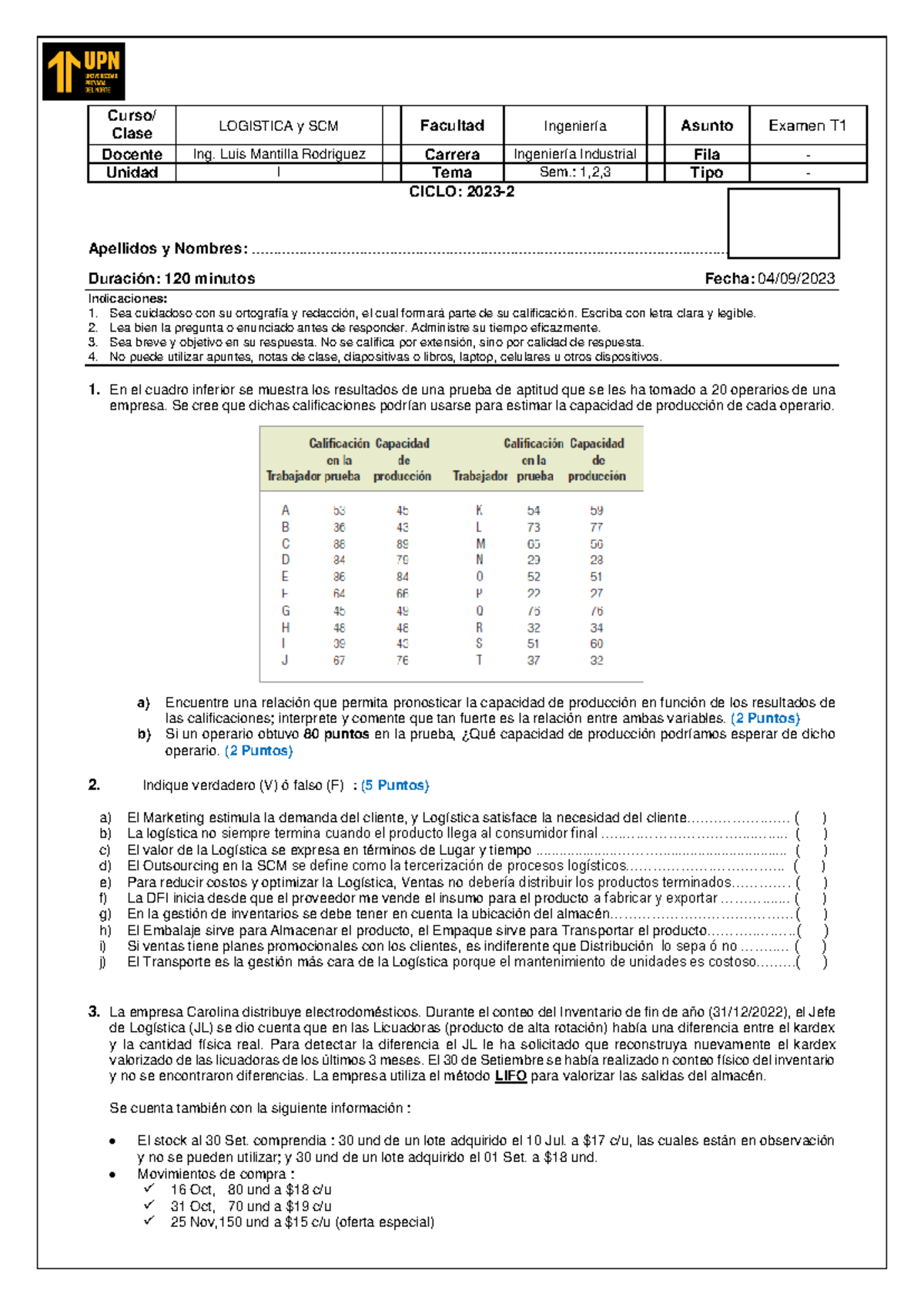 T1 - Logística y SCM - Indispensable informacion - Curso/ Clase ...
