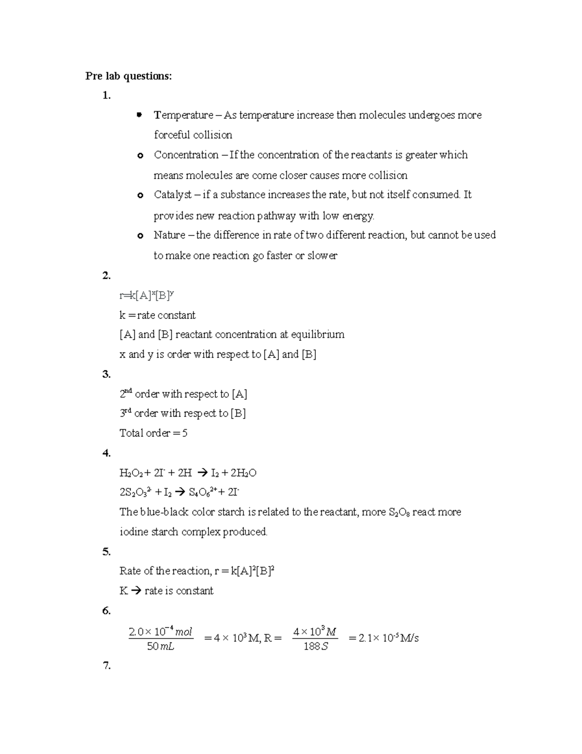 Pre-lab question - Lecture notes 1 - Pre lab questions: 1. Temperature ...