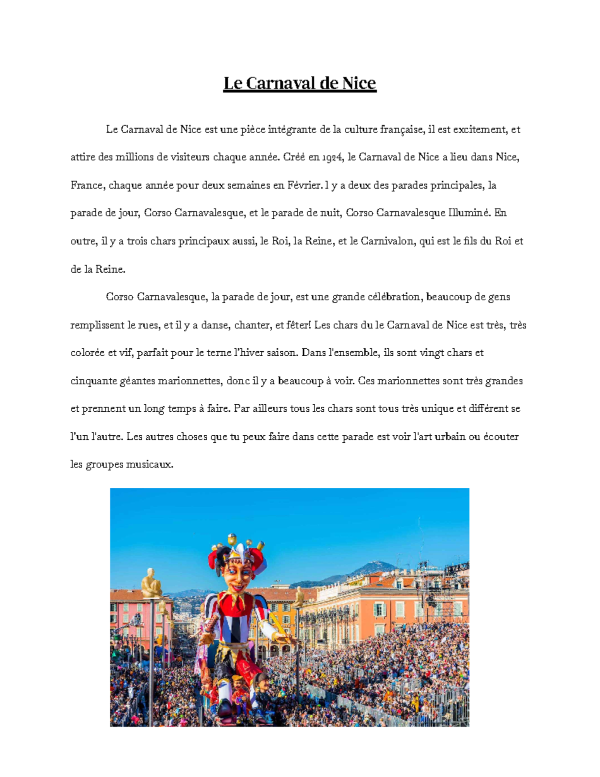 Mon festival français Le Carnaval de Nice - Le Carnaval de Nice Le ...