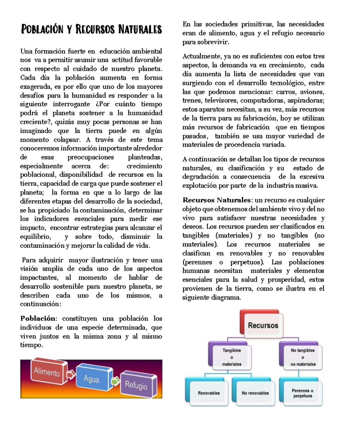 Población y Recursos Naturales - Población y Recursos Naturales Una ...