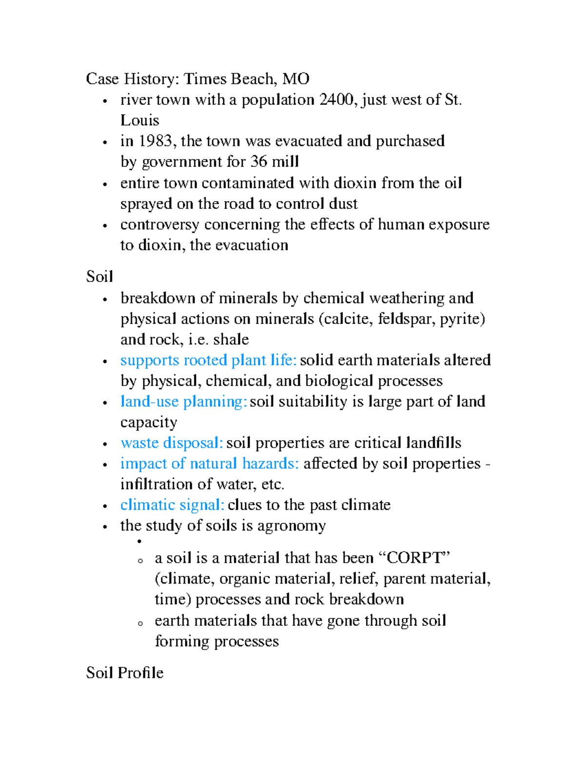 Lecture 12: Soil - Case History: Times Beach, MO river town with a ...