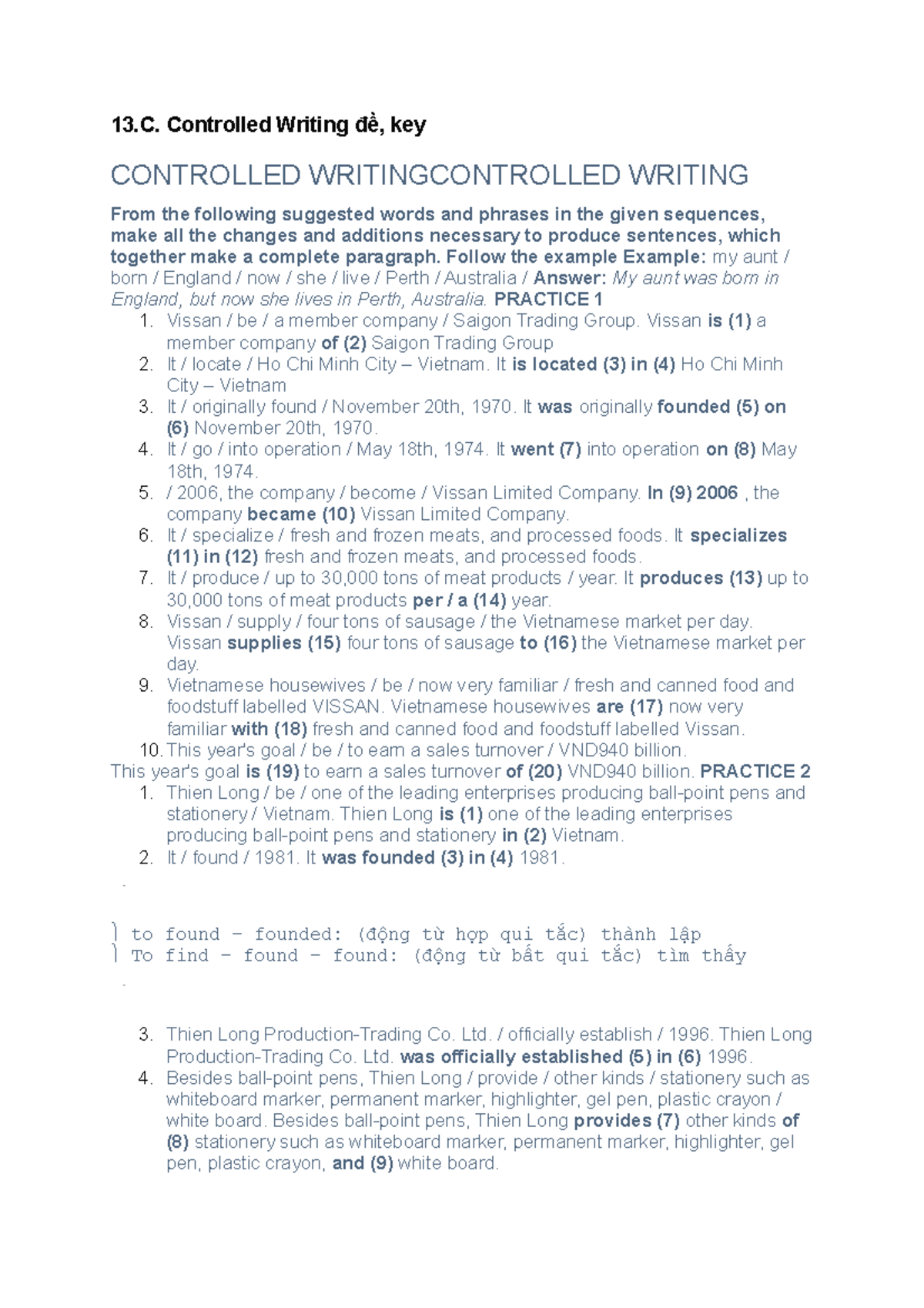 absafdhfjbvjhjb - 13. Controlled Writing đề, key CONTROLLED ...