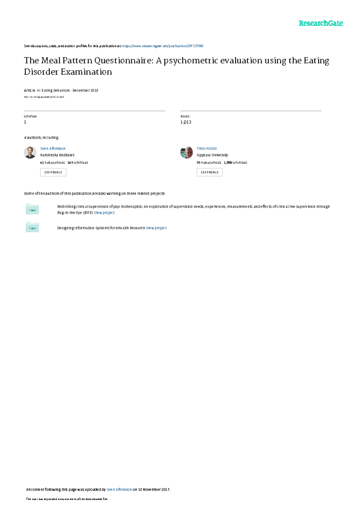 The Meal Pattern Questionnaire Apsychometricevaluationusingthe Eating ...