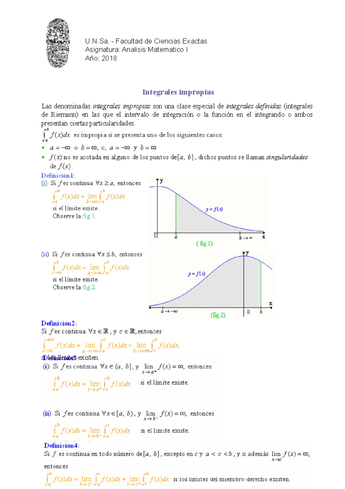 6 Integrales Impropias - U.N. - Facultad de Ciencias Exactas Asignatura ...