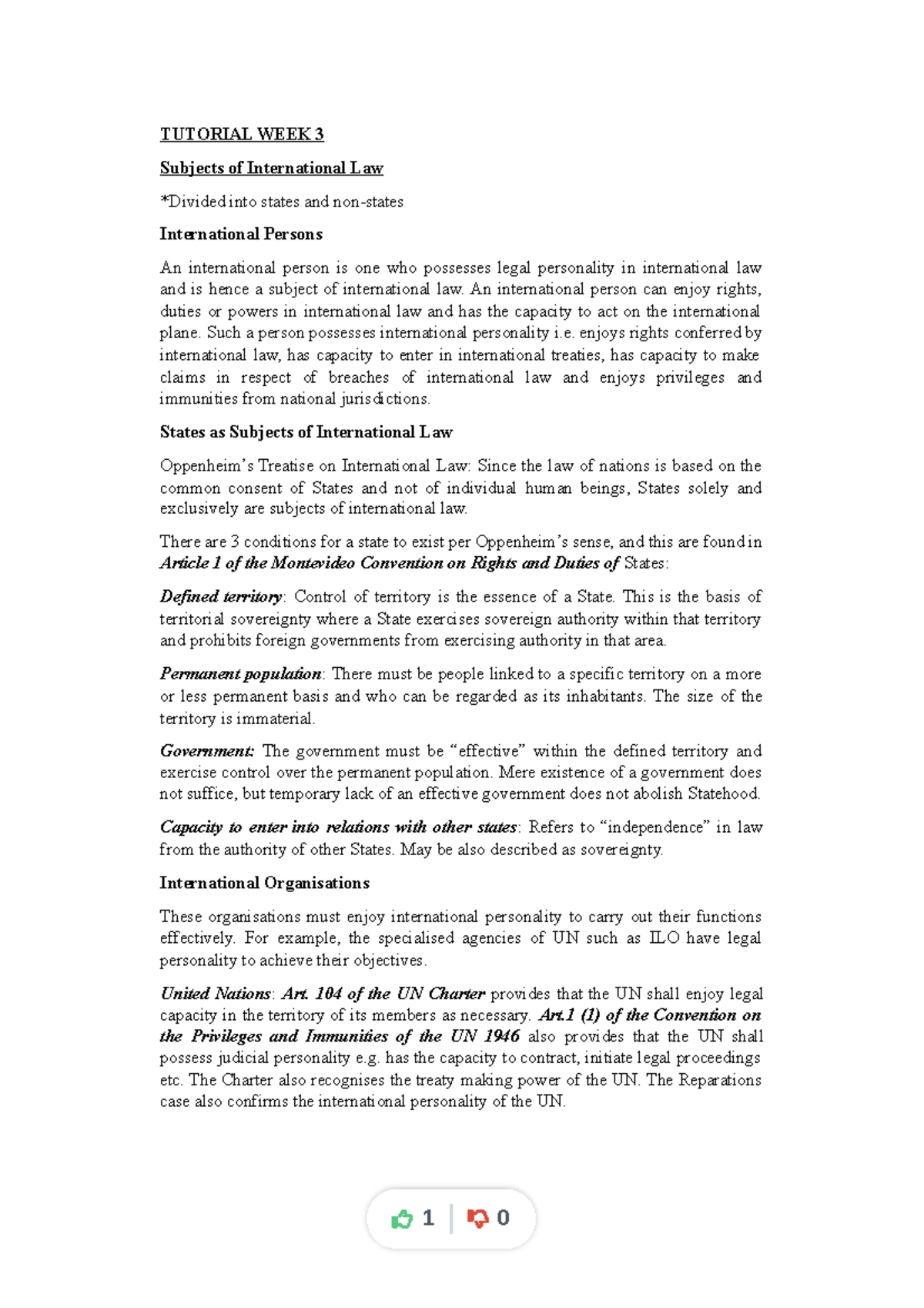 Dlstudocu - State jurisdiction oo - TUTORIAL WEEK 3 Subjects of ...