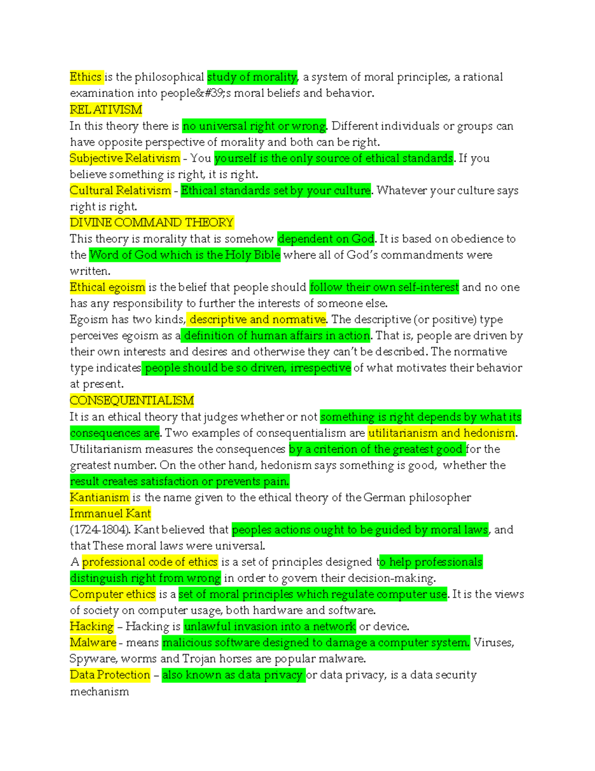 Social Issues And Professional Practices Midterm - Ethics is the ...