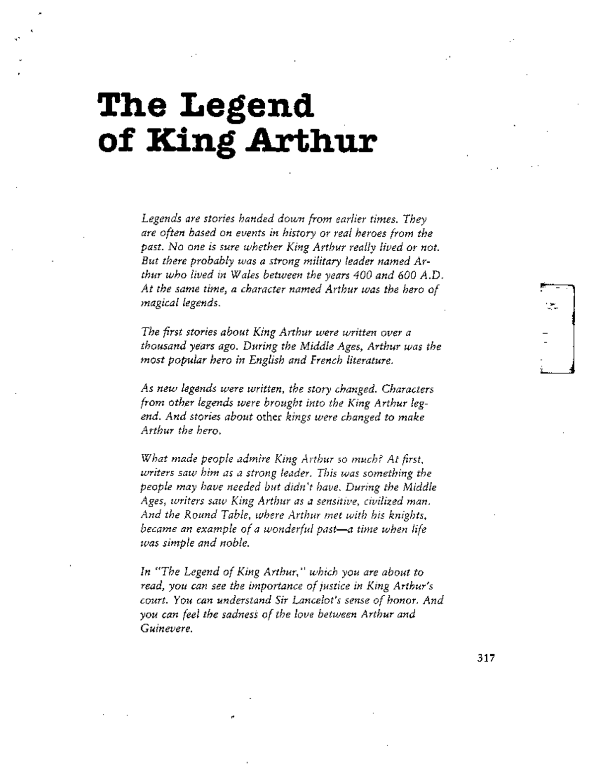 The Legend of King Arthur story - The Legend of King Arthur Legends are stories handed down from ...