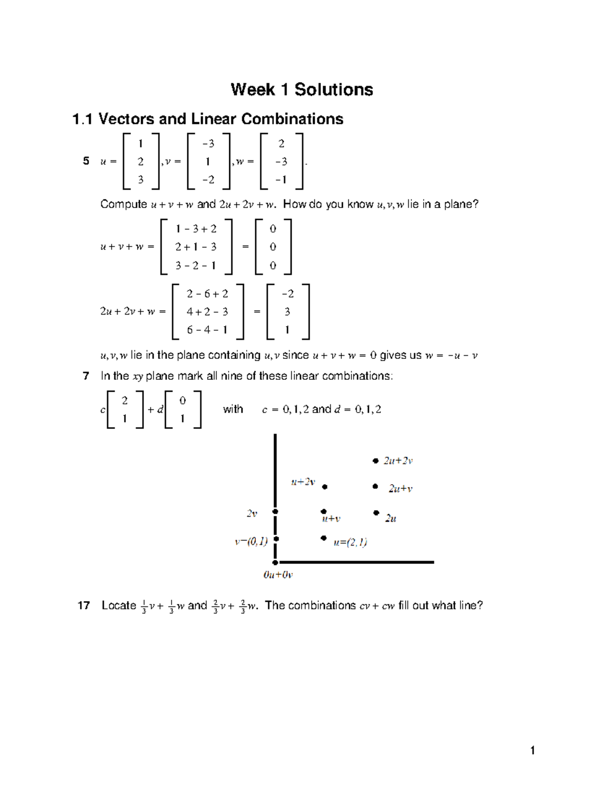 Week1Practice Problems Solutions - Week 1 Solutions 1 Vectors and ...