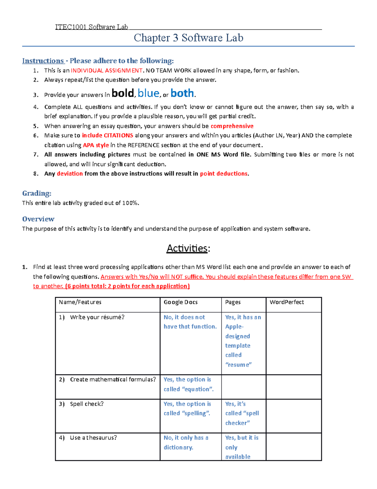 Ch3 - Software Lab - Chapter 3 Software Lab Instructions - Please ...
