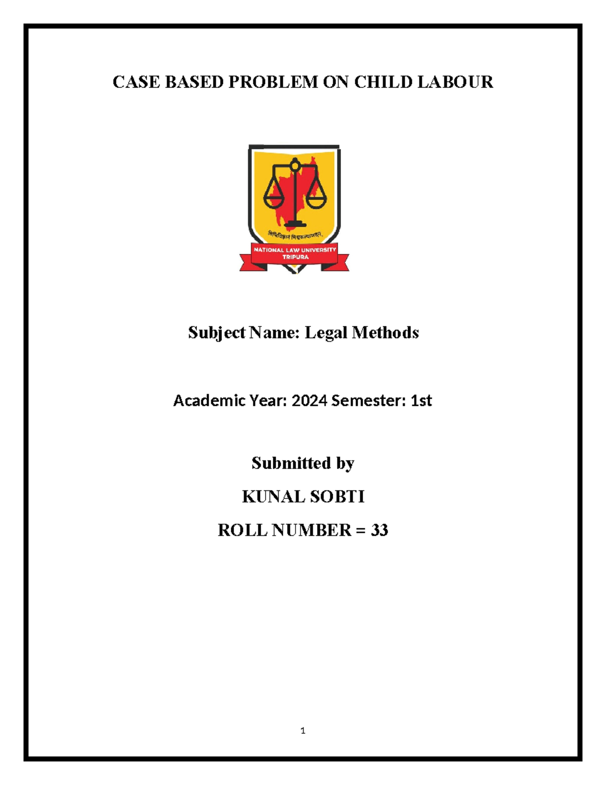 Child Labour Research Paper - CASE BASED PROBLEM ON CHILD LABOUR ...