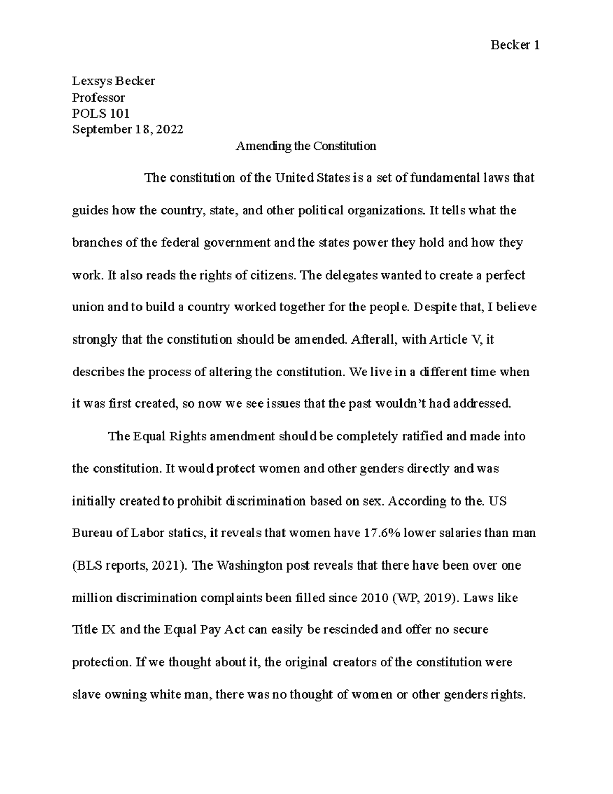 Amend the Constitution - Lexsys Becker Professor POLS 101 September 18 ...