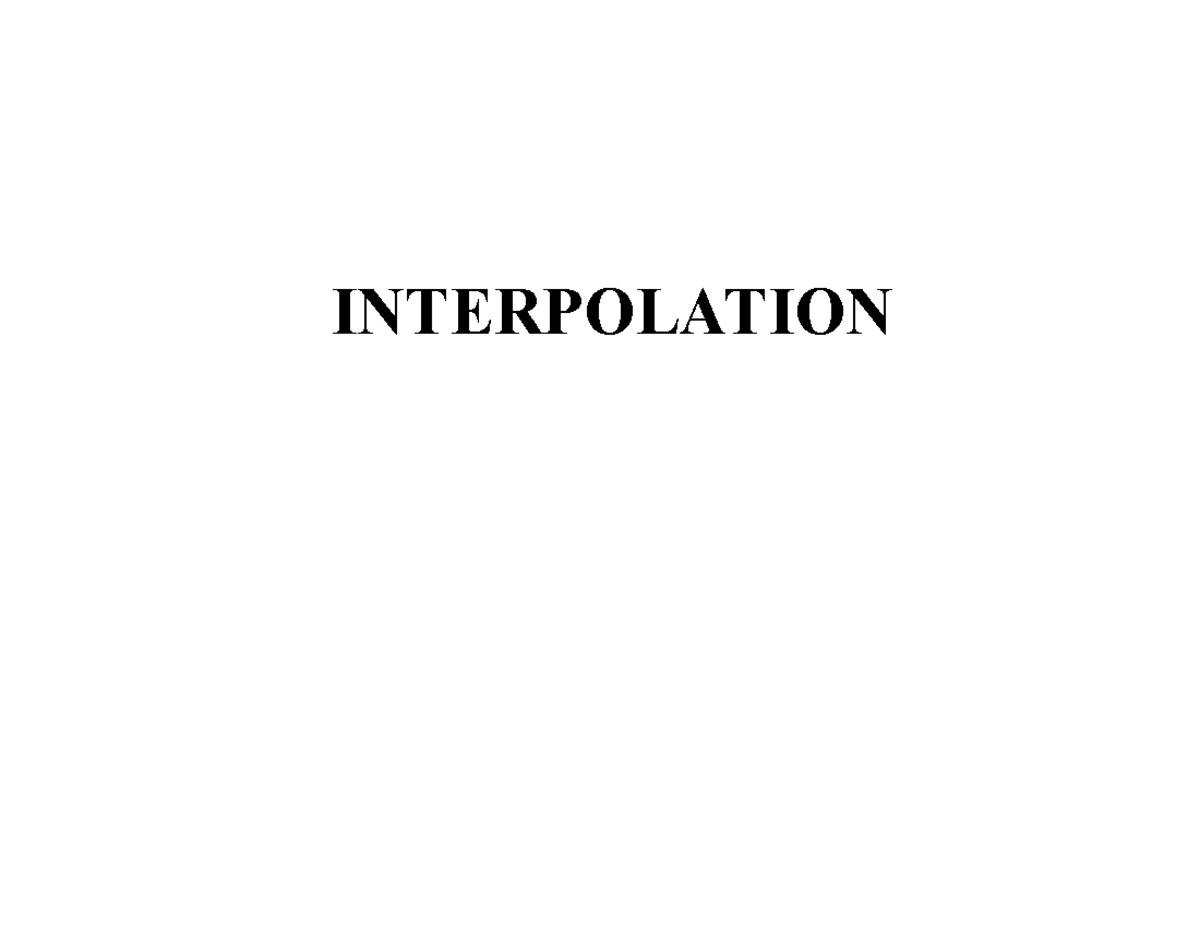 Interpolation - Study material - INTERPOLATION In many areas of science ...