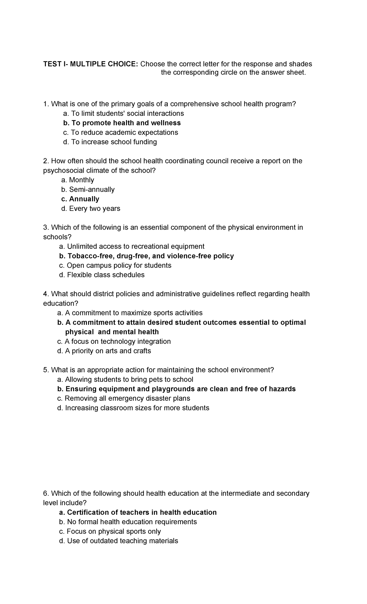 ECMC 002 TQ Prelim for upload - TEST I- MULTIPLE CHOICE: Choose the ...