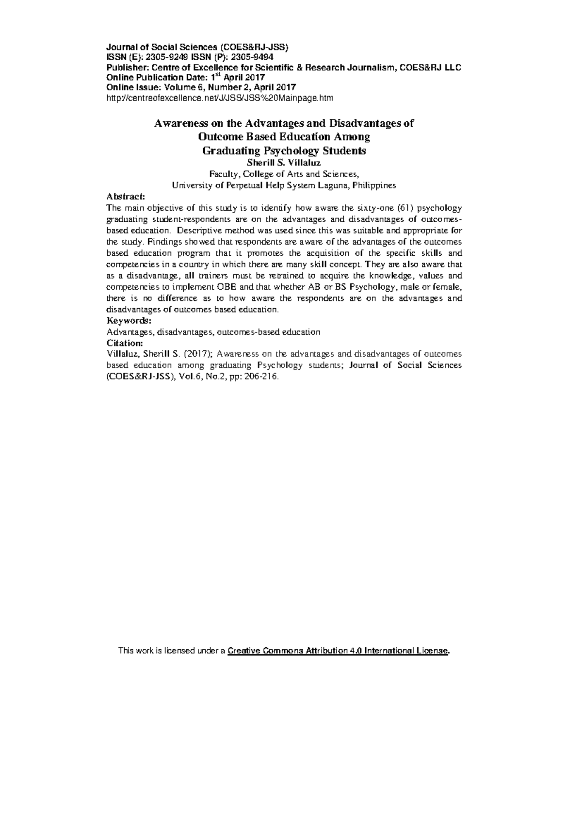 Awareness on the Advantages and Disadvan - Journal of Social Sciences ...