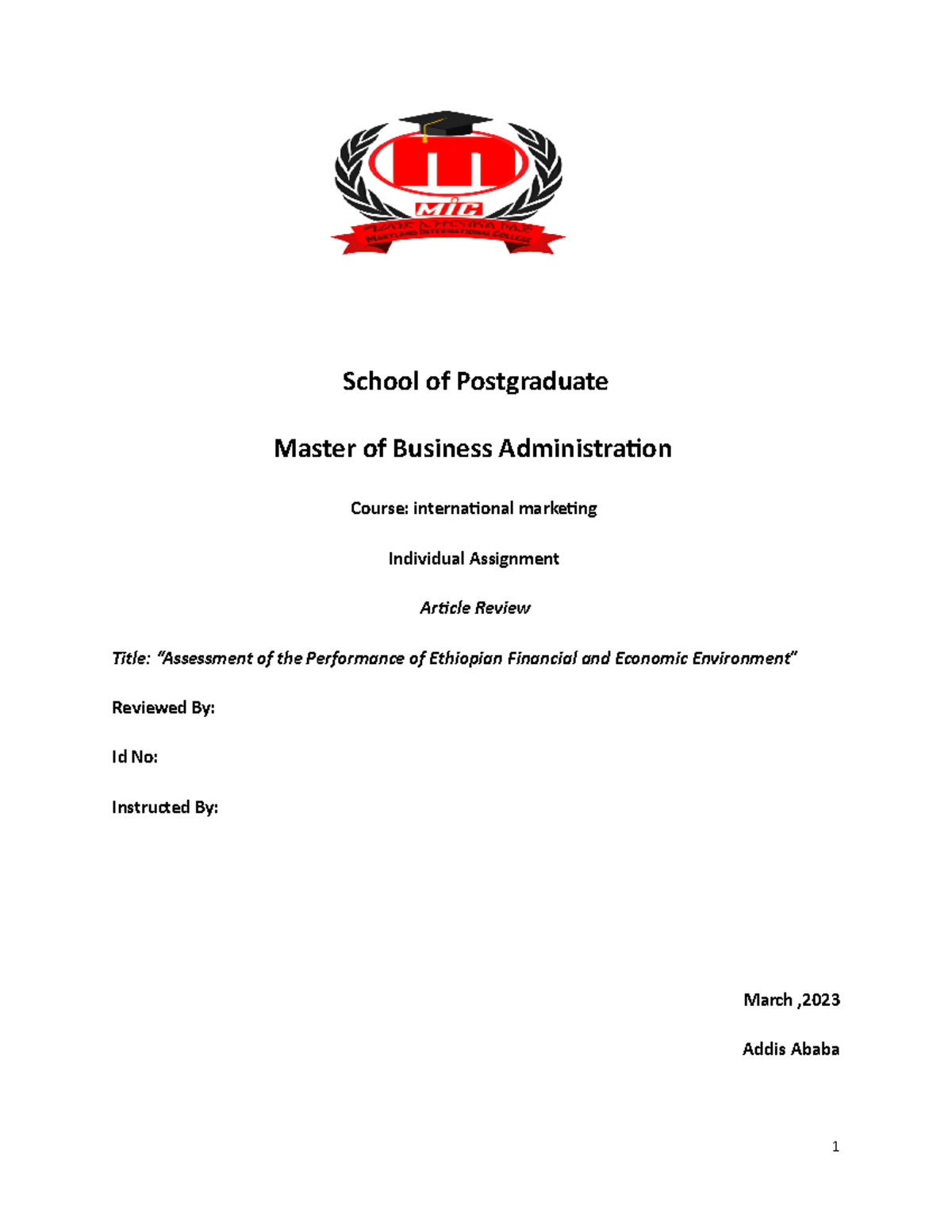 Mtkt article review - Assignment - School of Postgraduate Master of ...