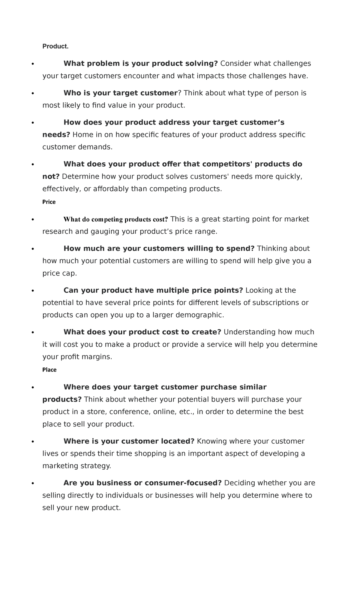 4ps - lecture - Product. What problem is your product solving? Consider ...