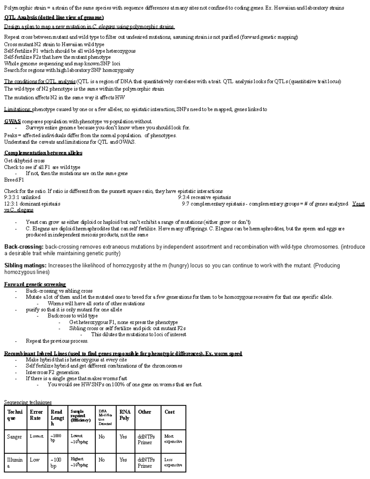 Midterm 2 Cheat Sheet - Polymorphic strain = a strain of the same species with sequence ...
