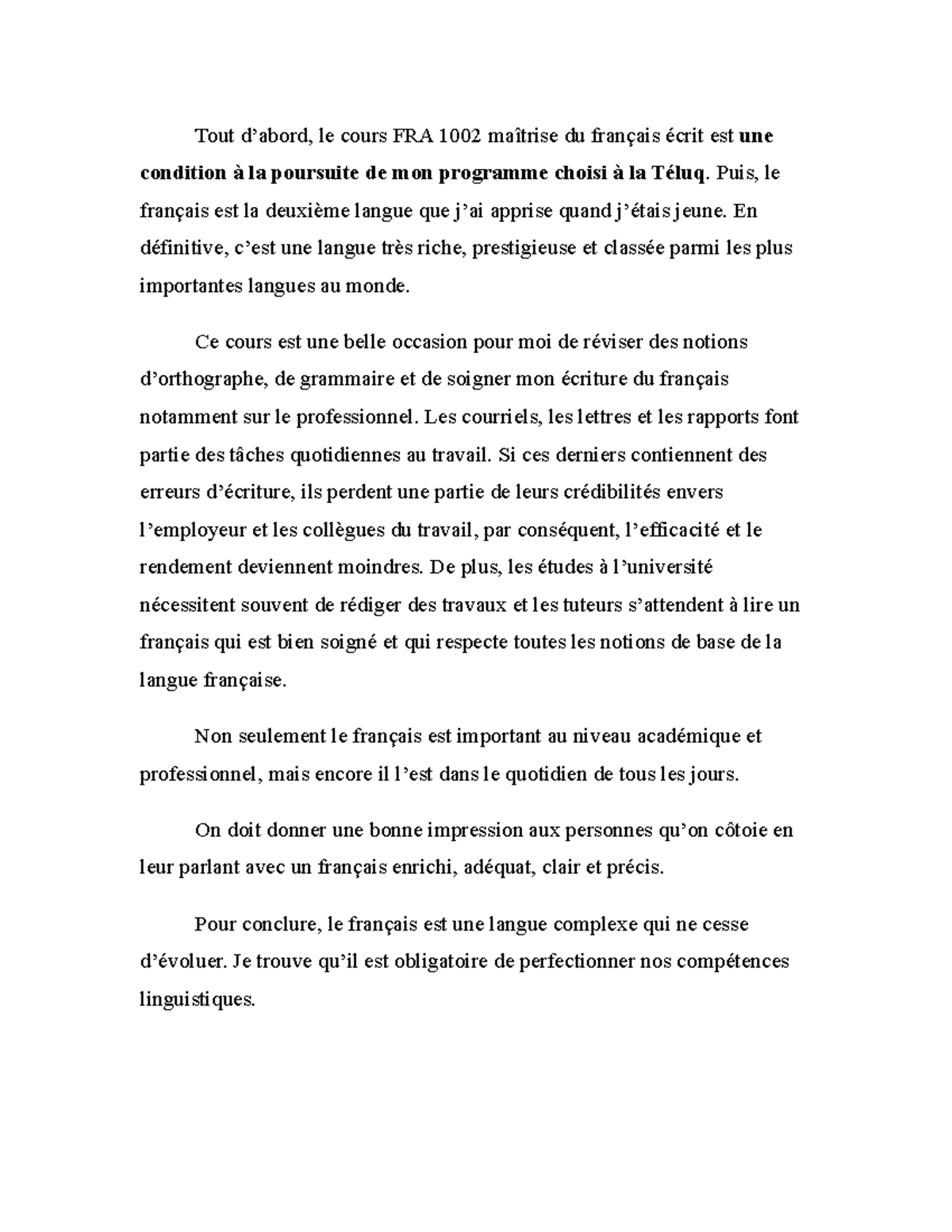 Ben Ounaissa-lettre de motivation 4,5 - Tout d’abord, le cours FRA 1002 ...