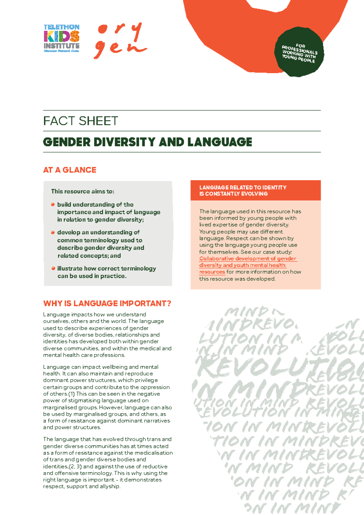 Orygen fact sheet gender diversity language - PROFESSIONALSFOR WORKING ...