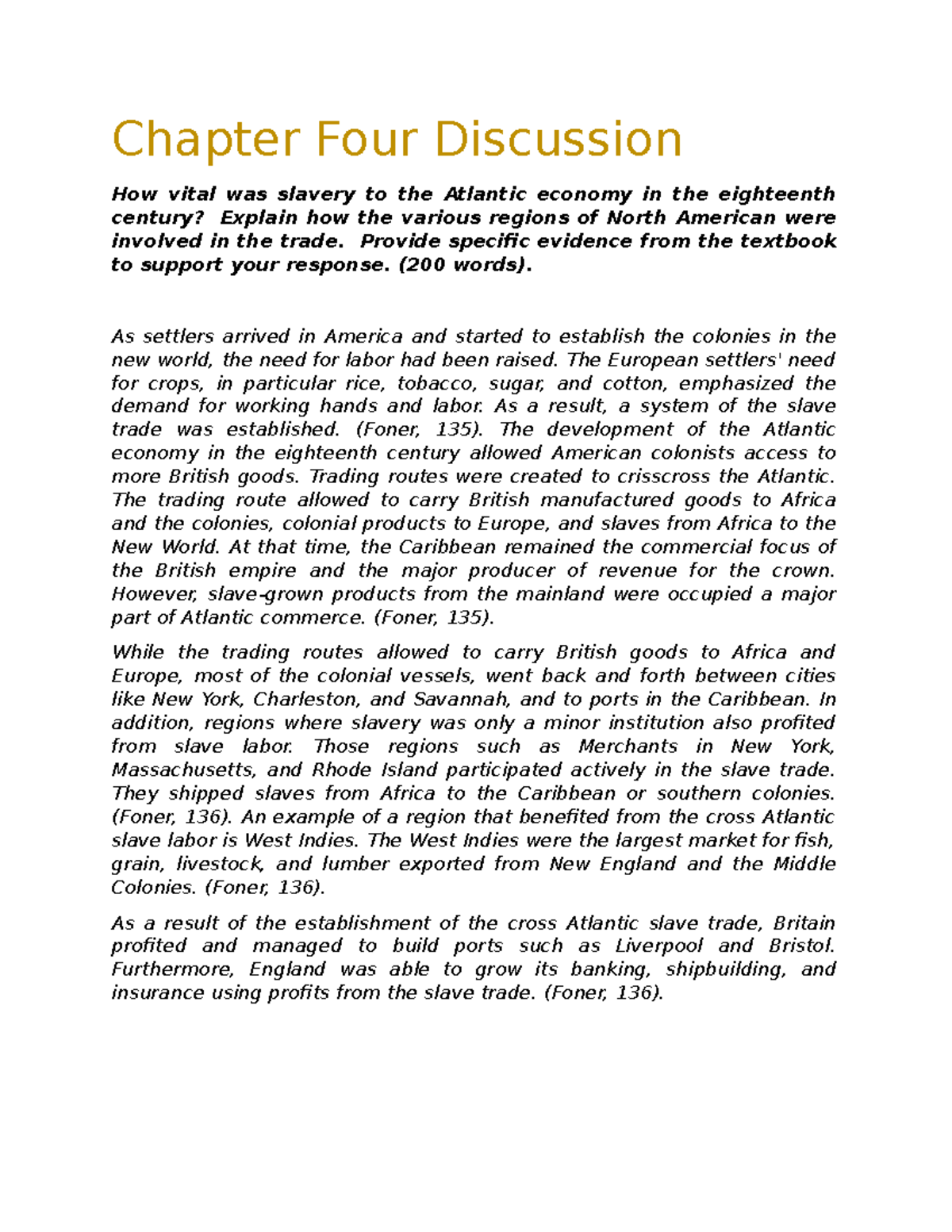 Chapter Four Discussion - Provide specific evidence from the textbook ...