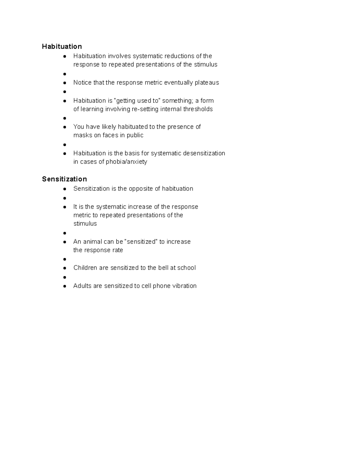 Habituation And Sensitization-Short Answer 7C(psyc1106B) - Habituation ...