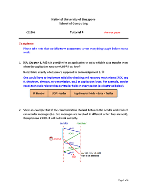 Tutorial 2 ans - National University of Singapore School of Computing CS2105 Tutorial 2 Answer ...