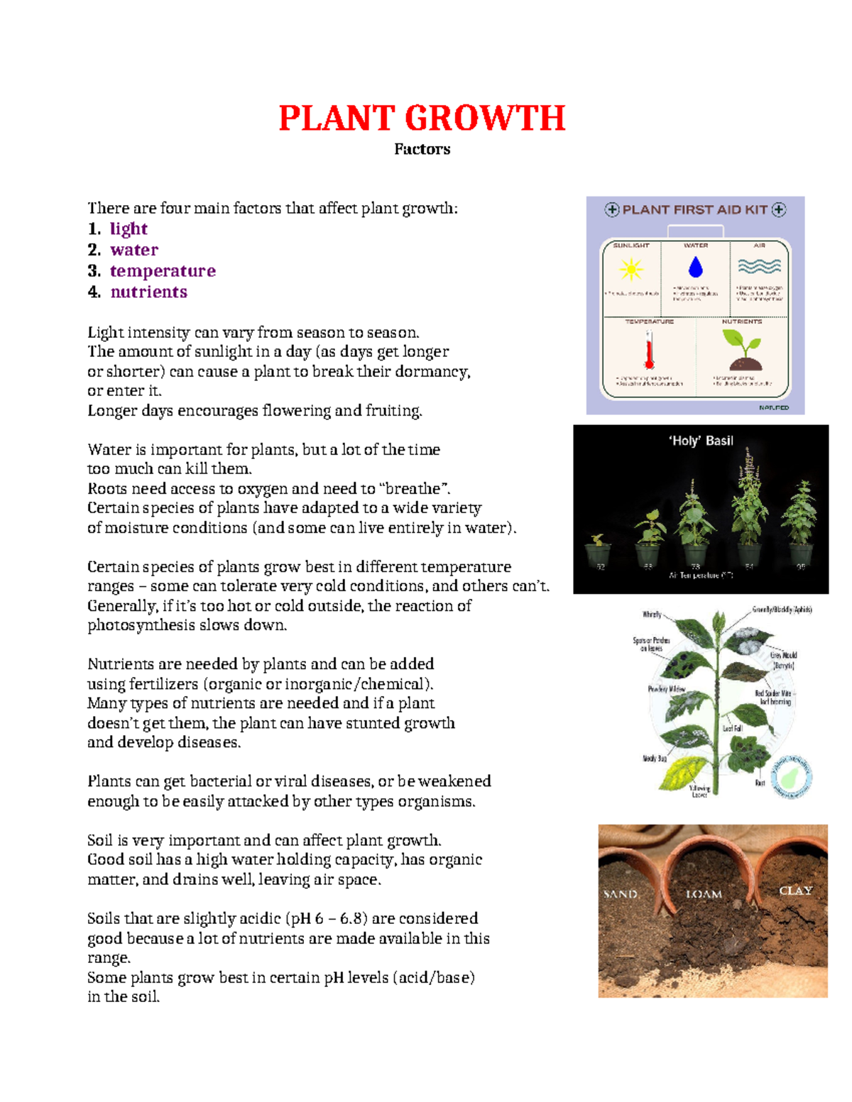 Copy of Note 1 - Plant growth (factors) - PLANT GROWTH Factors There ...