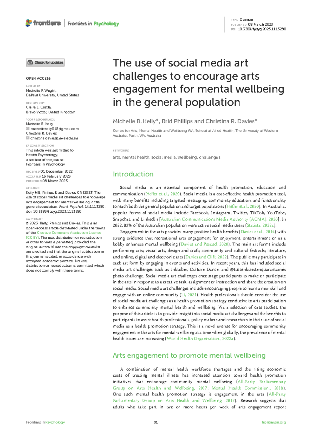 Fpsyg-14-1113280 - Summary Introduction to Human Relations - TYPE ...