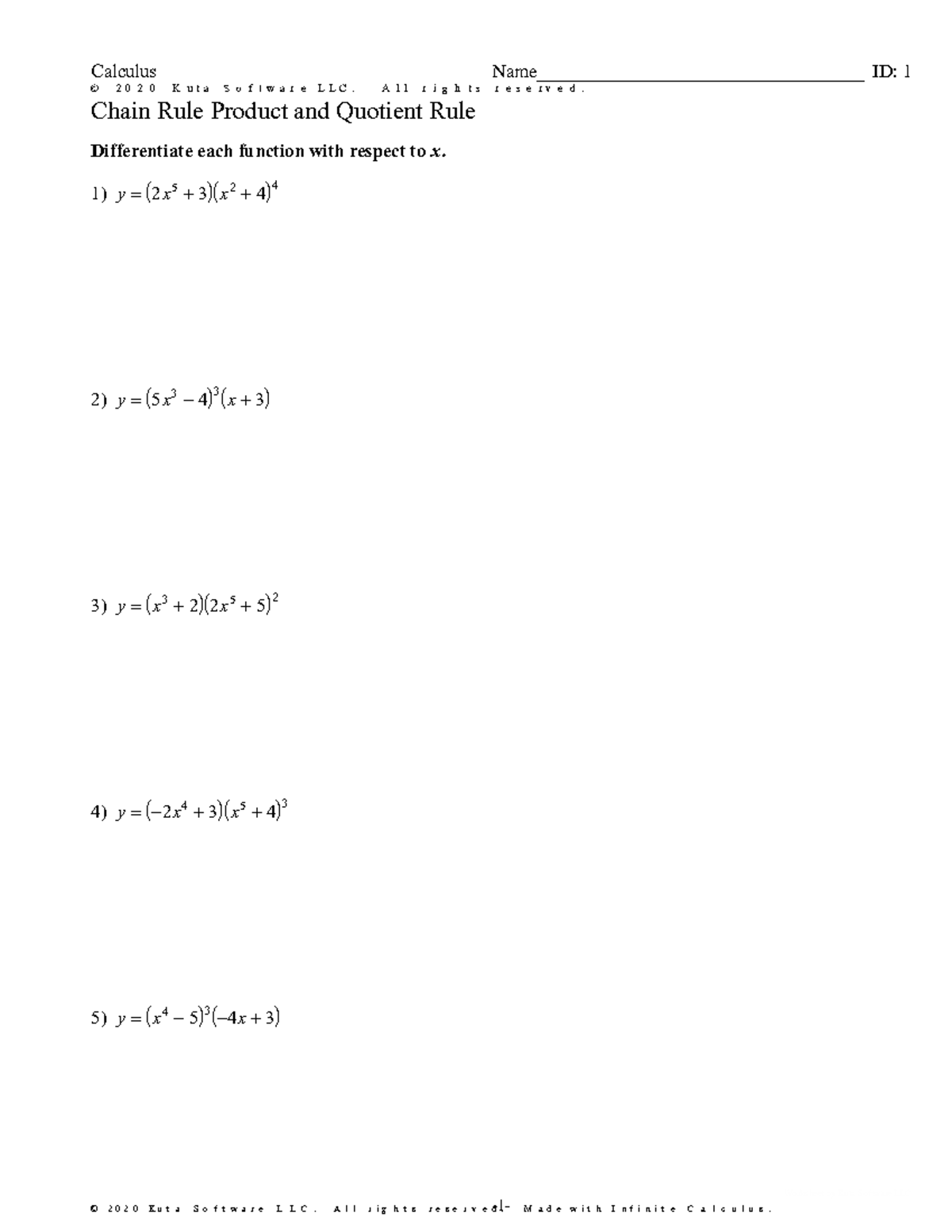 Chain Rule Product and Quotient Rule - ©a j 2 ] 0 s 2 _ 0 B lK[u]twaK ...