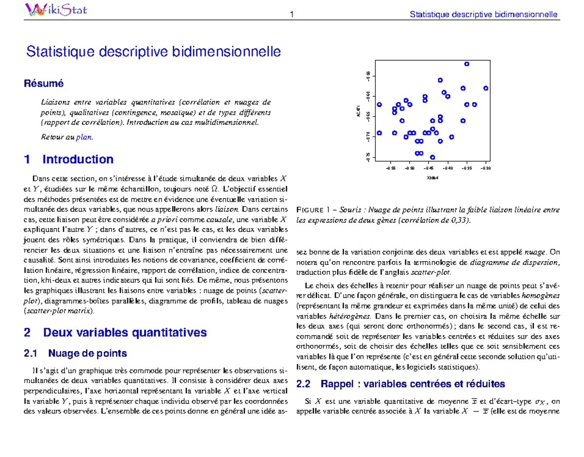 Statistique descriptive bidimensionnelle - Statistique descriptive ...