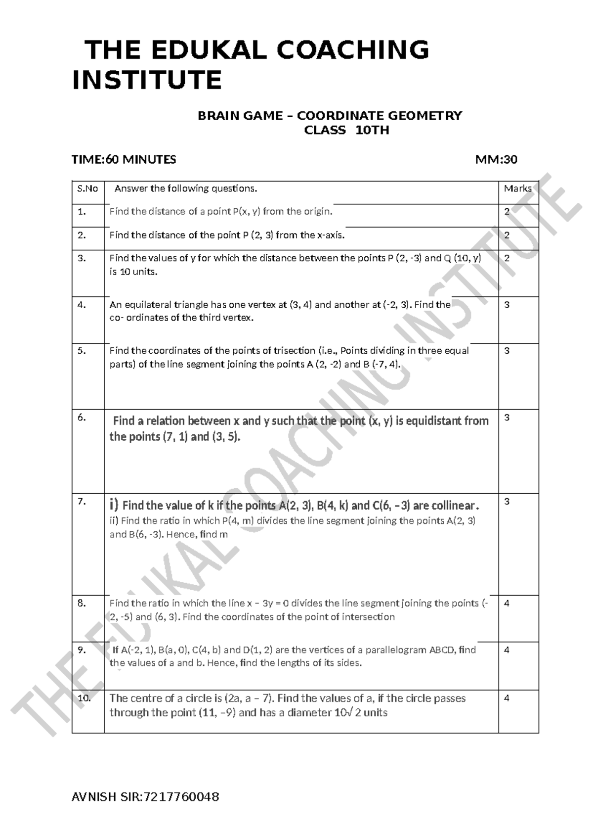 BG10(CH 7) - class 10th practice papers by edukal coaching institute ...