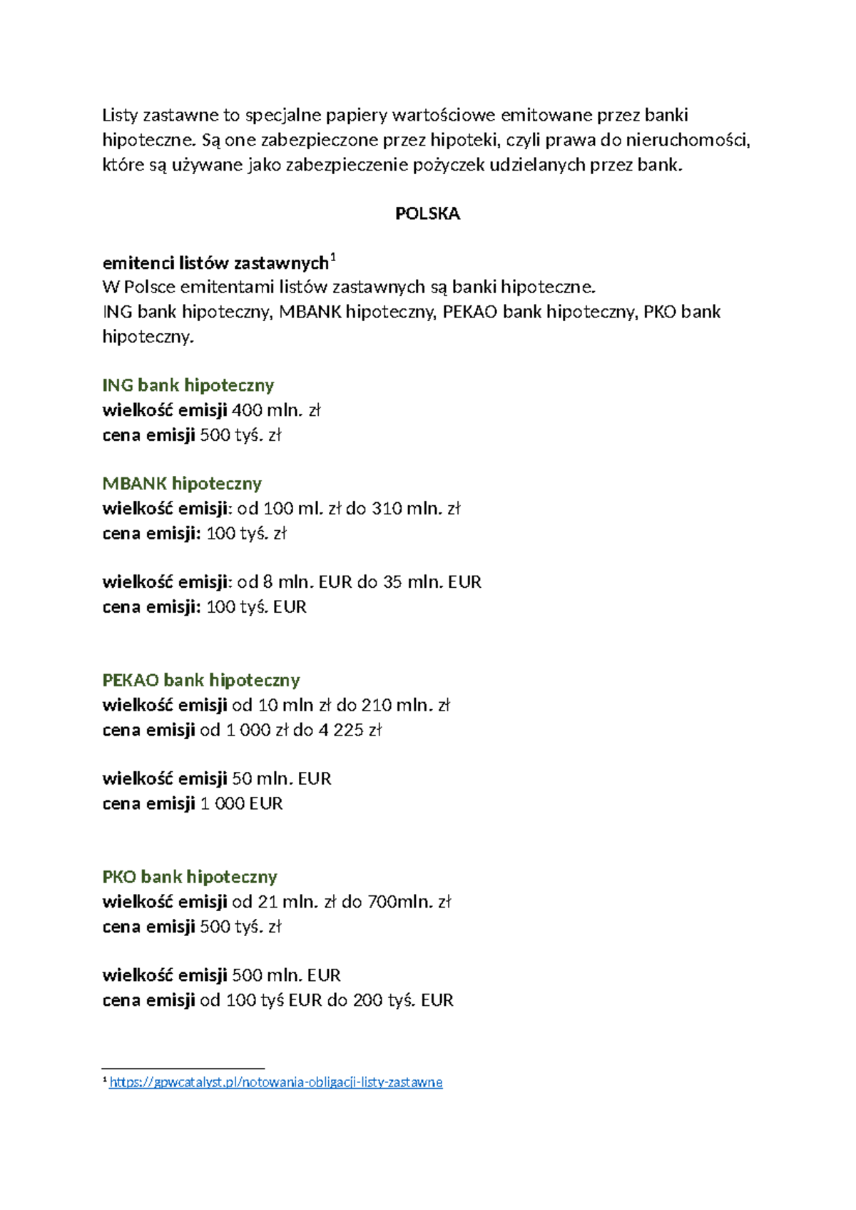 LIST Zastawny - Listy zastawne to specjalne papiery wartościowe ...