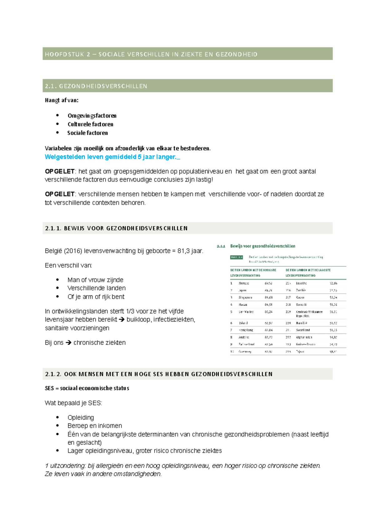 GP H2 - Sociale verschillen in gezondheid - HOOFDSTUK 2 – SOCIALE ...