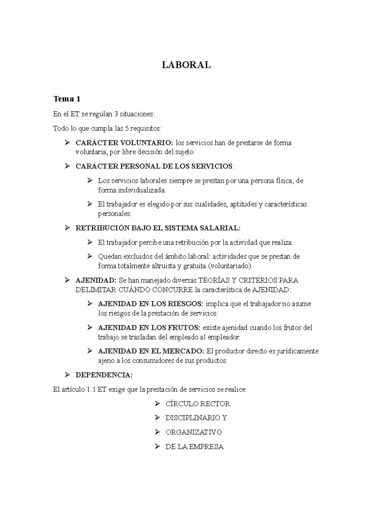 Laboral - No sirven - LABORAL Tema 1 En el ET se regulan 3 situaciones ...