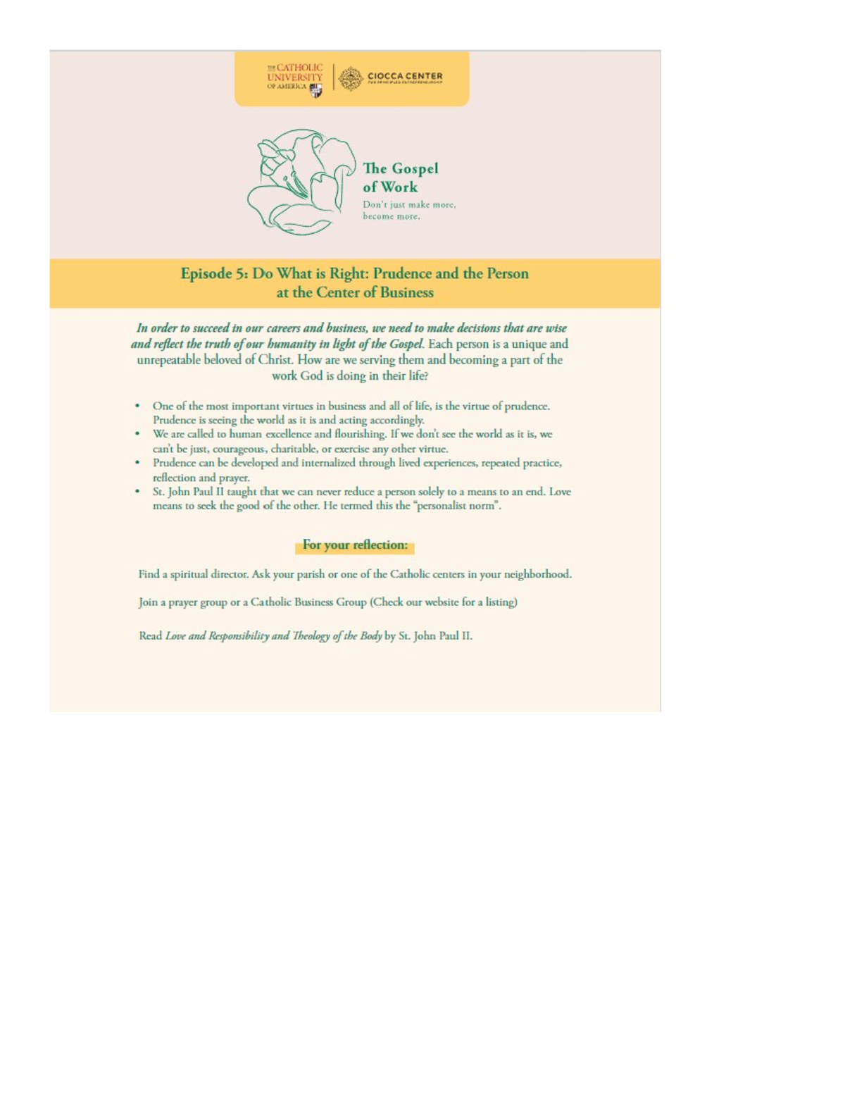GOW Worksheet Lesson 5 - CATHOLIC UNIVERSITY CIOCCA CENTER for HINK ...