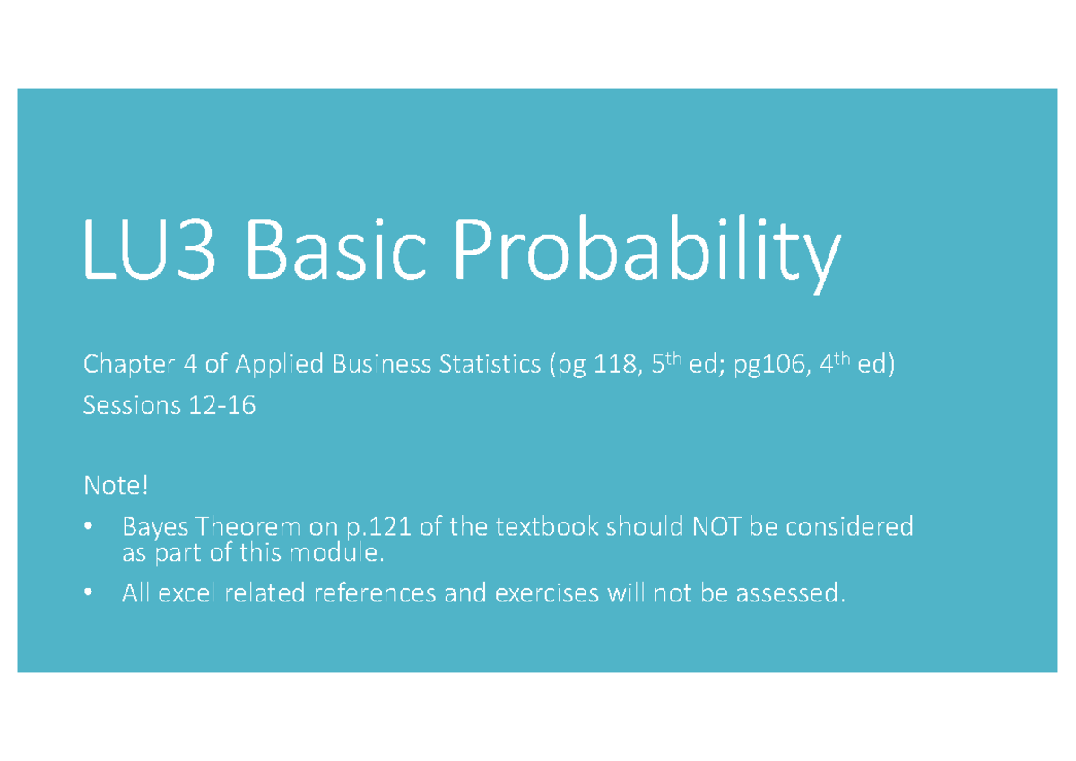 LU3 Basic Probability ch4 - LU3 Basic Probability Chapter 4 of Applied ...