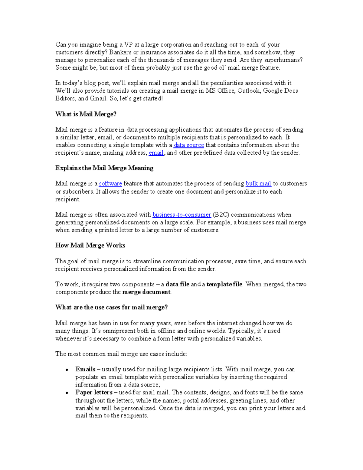 Mail Merge Notes year one sem one - Can you imagine being a VP at a ...