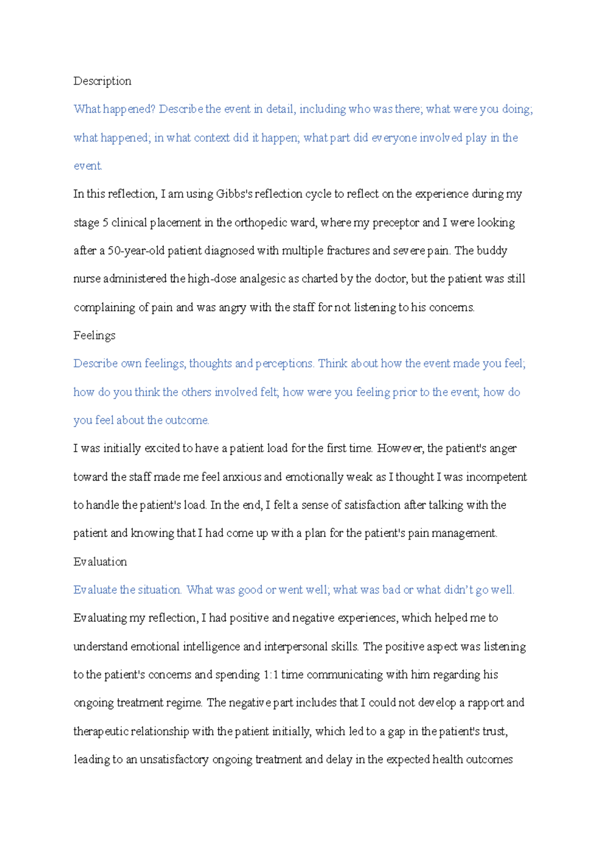 3606 reflection - important - Description What happened? Describe the ...