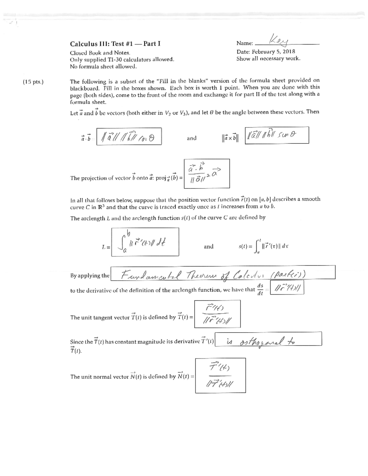 Test 1 this semester KEY - MATH 251 - Studocu