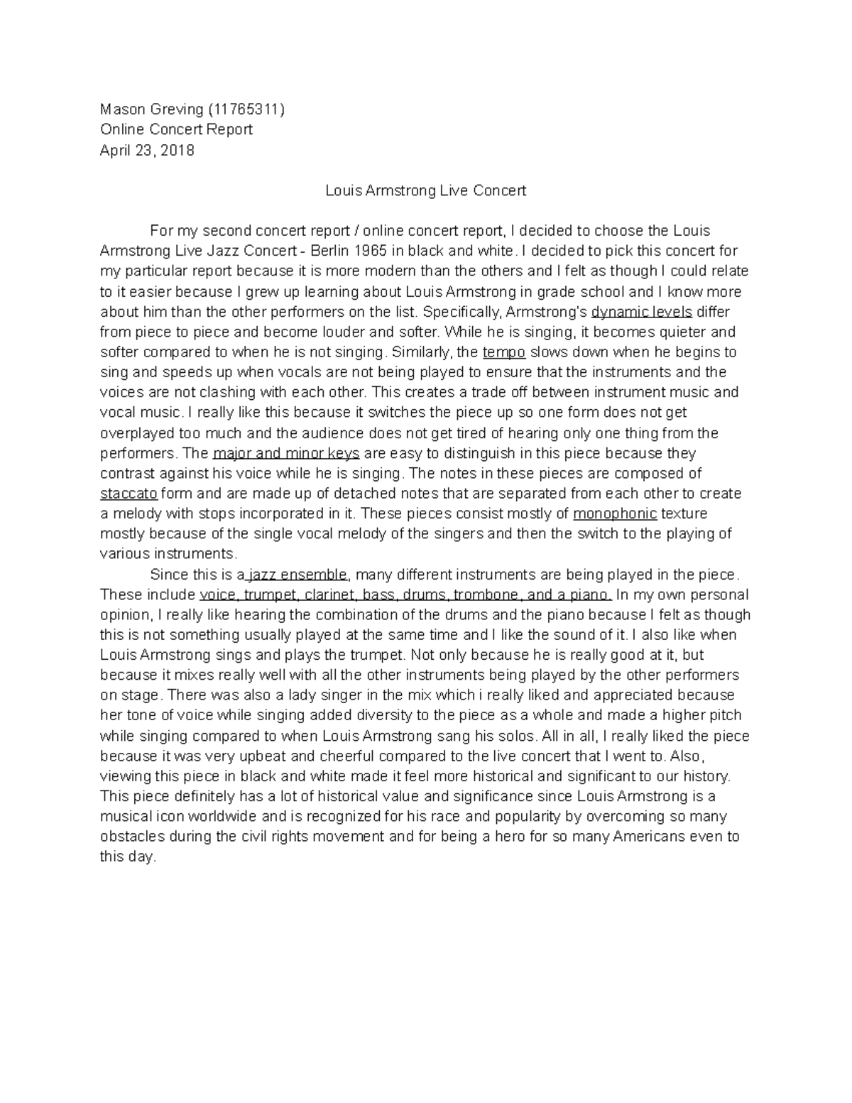 MUS121 Online Concert Report - Mason Greving (11765311) Online Concert ...