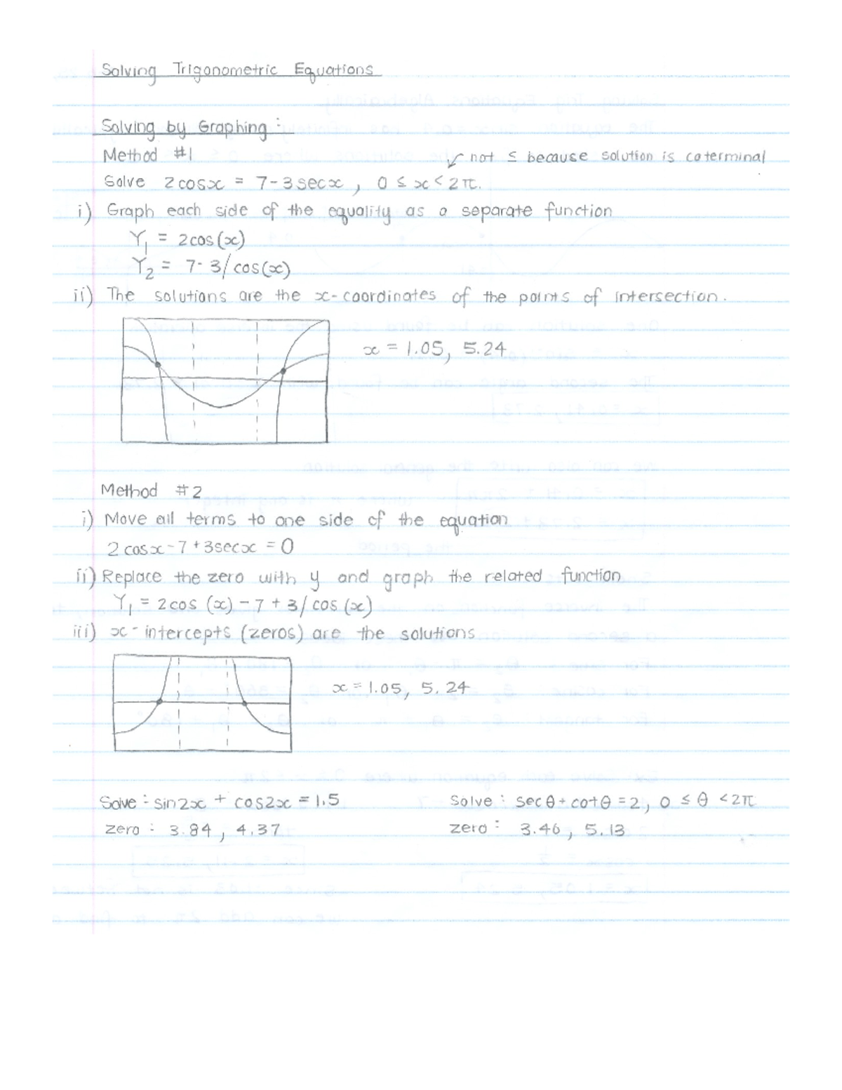 Solving trig equations graphing algebra - Solving Trigonometric ...